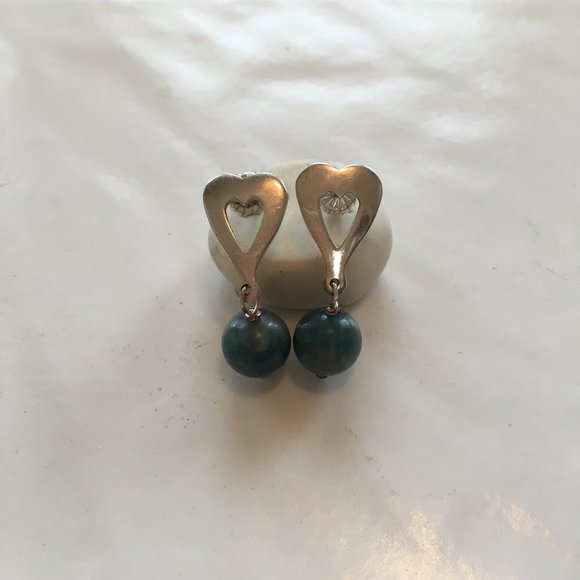 Jay King | Jewelry | Jay King Silver Heart With Jade Ball Post Earrings ...